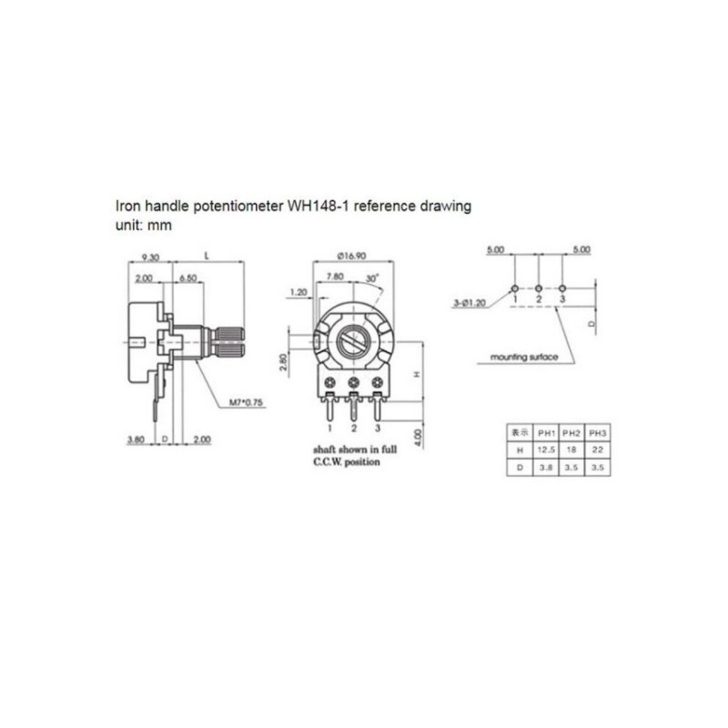 Linear Potentiometer Panel Mount (WH148)